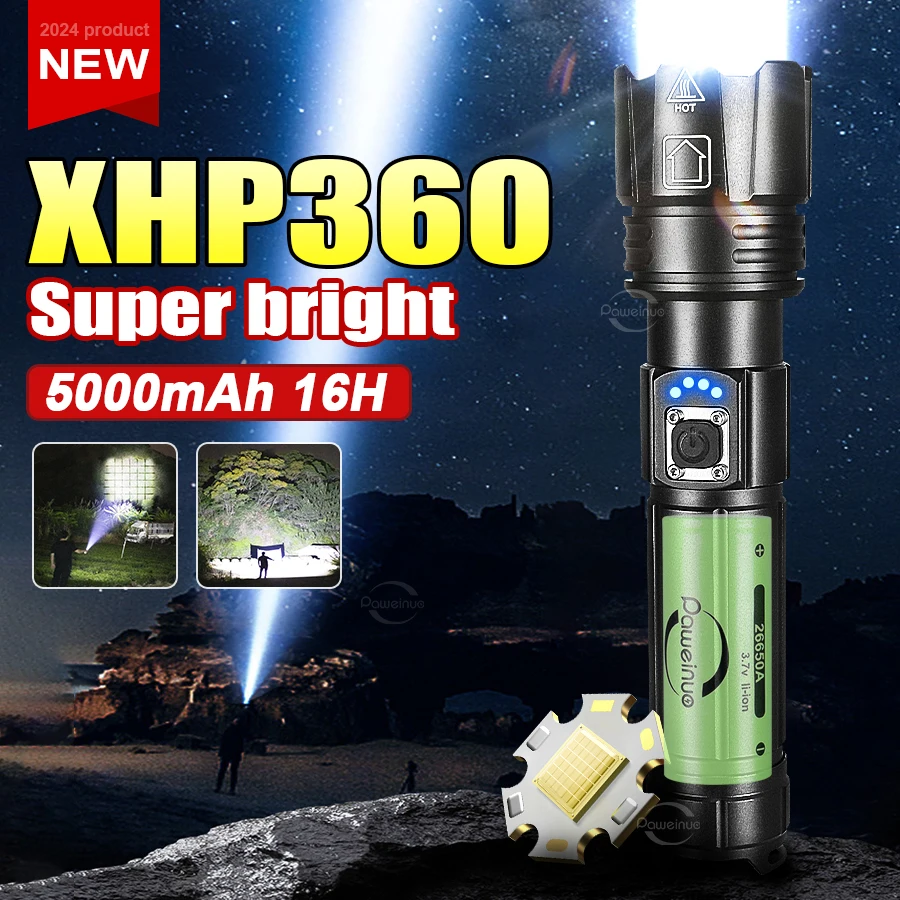 XHP360-36-Core-Super-Powerful-LED-Flshlight-18650-26650-USB ...