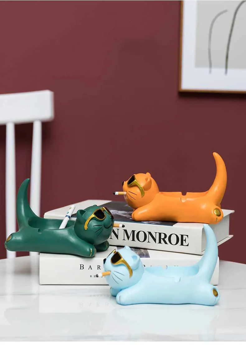 CENDRIER,Blue--Cendrier Lunettes Chat Mignon, Accessoires Pour Fumer ...