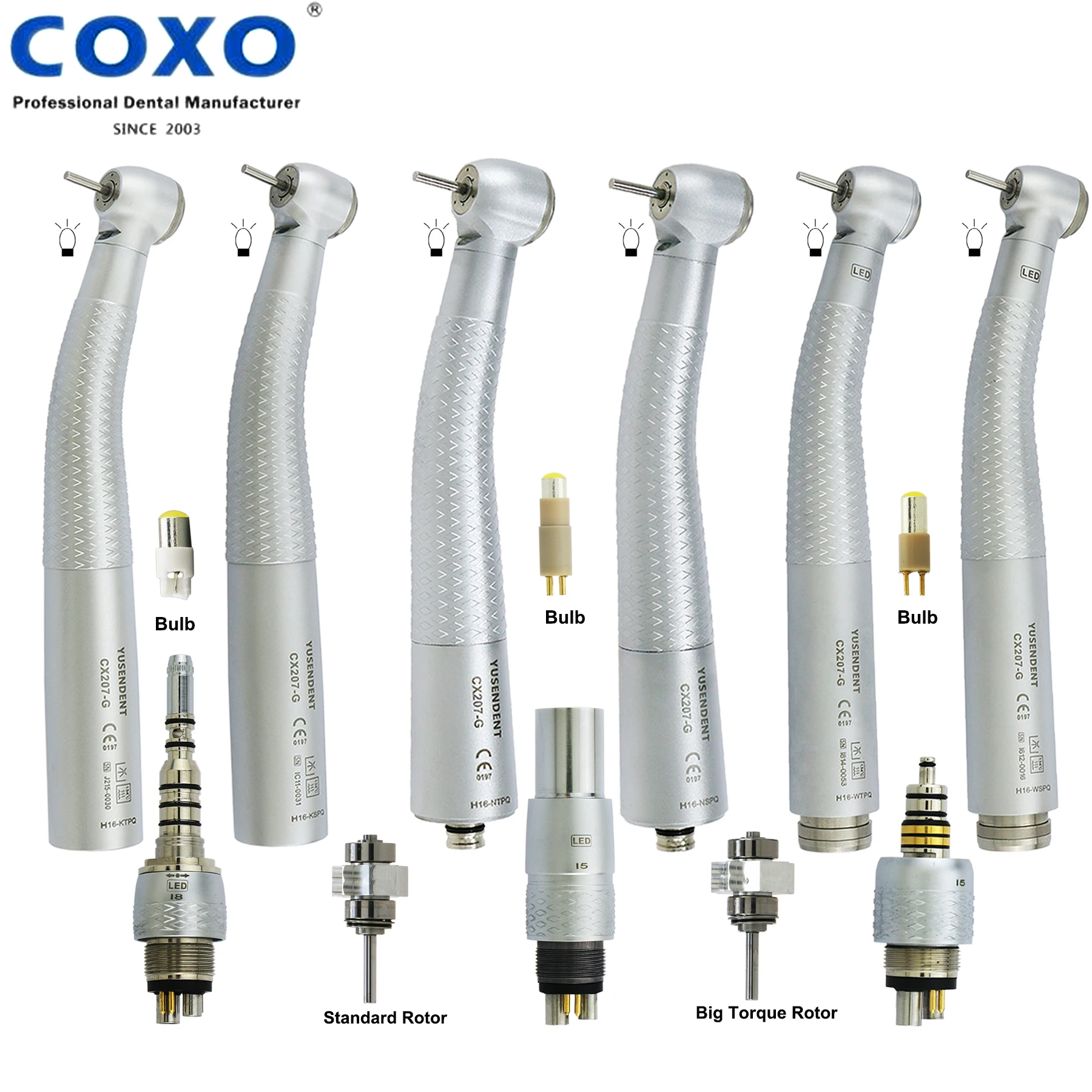 COXO Dental Handpiece Fiber Optic High Speed Handpiece Air Turbine ...