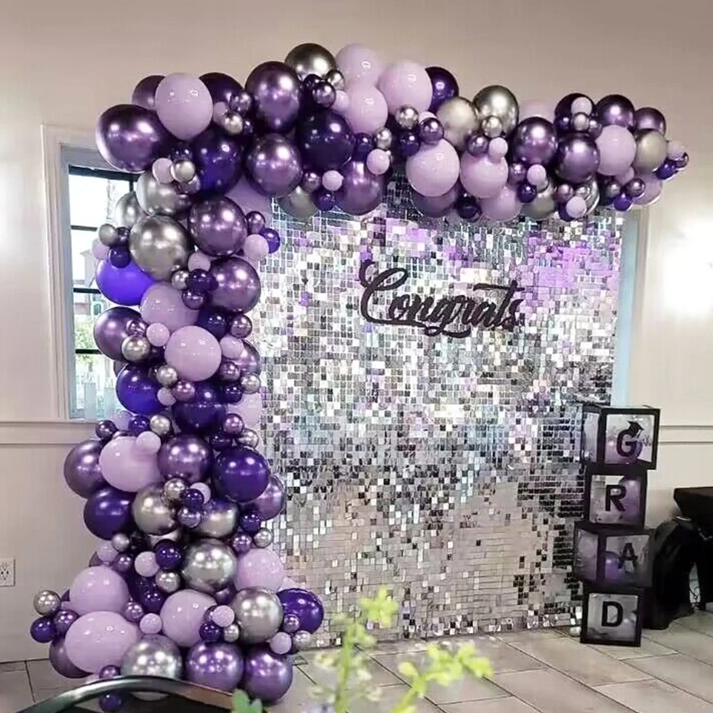 122Pcs-Purple-Balloon-Arch-Metallic-Purple-Silver-Balloon-Garland-Kit ...