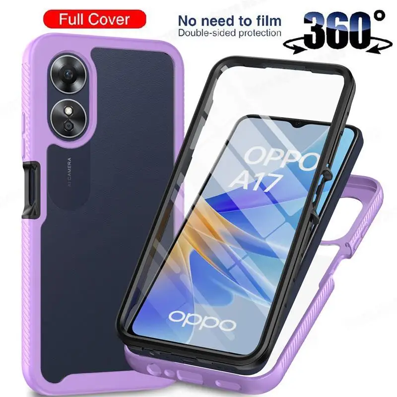360-Double-Sided-Protection-Clear-Case-for-OPPO-A17-A16-A15-Acrylic ...