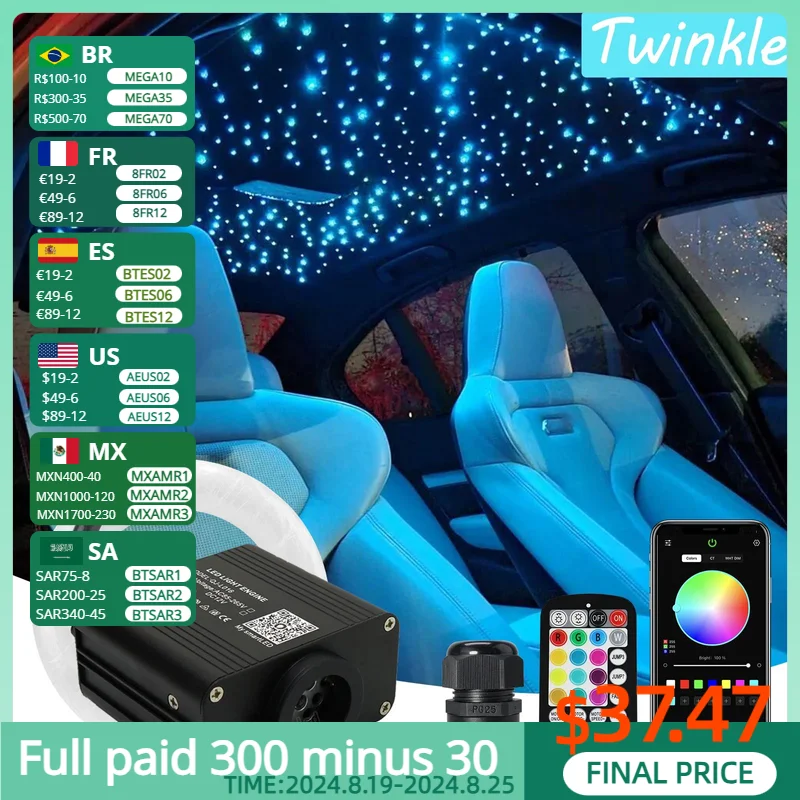 New-16W-Twinkle-RGBW-Fiber-Optic-Star-Ceiling-Lights-Kit-Smart-APP ...