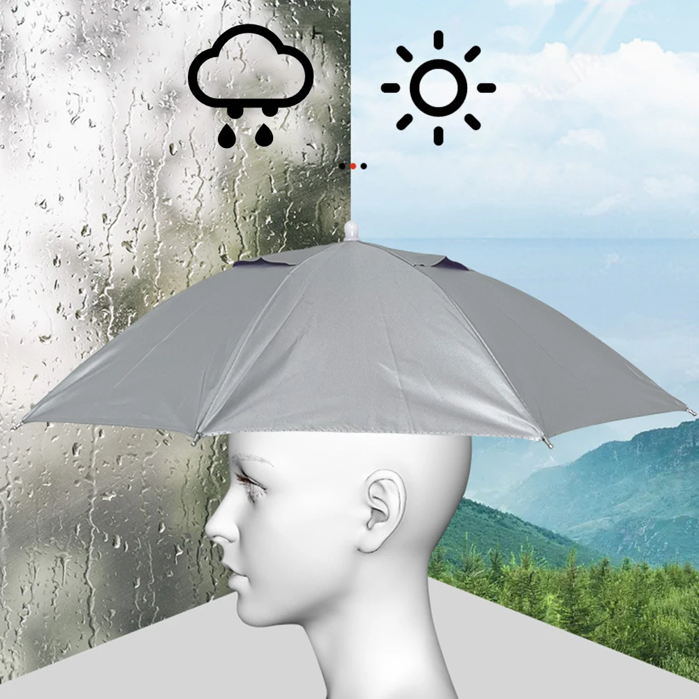 Head Umbrella Hat Elastic Headband Umbrella Waterproof Sunscreen Shade ...