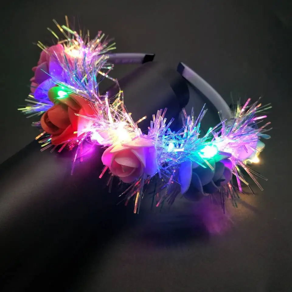 Women Blink Led Headband Light Up Flower Crown Wreath Hairband Neon ...