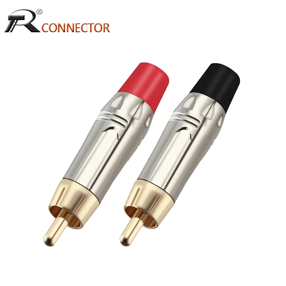 10pcs-5Pairs-RCA-Male-Plug-Gold-Nickel-Plated-RCA-Connector-Audio-Cable ...
