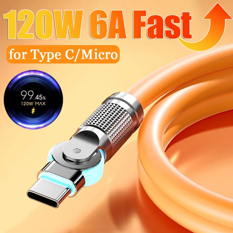 USB-Type-C-Mobile-Phone-Cables-6A-120W-Super-Fast-Charger-Micro-USB ...
