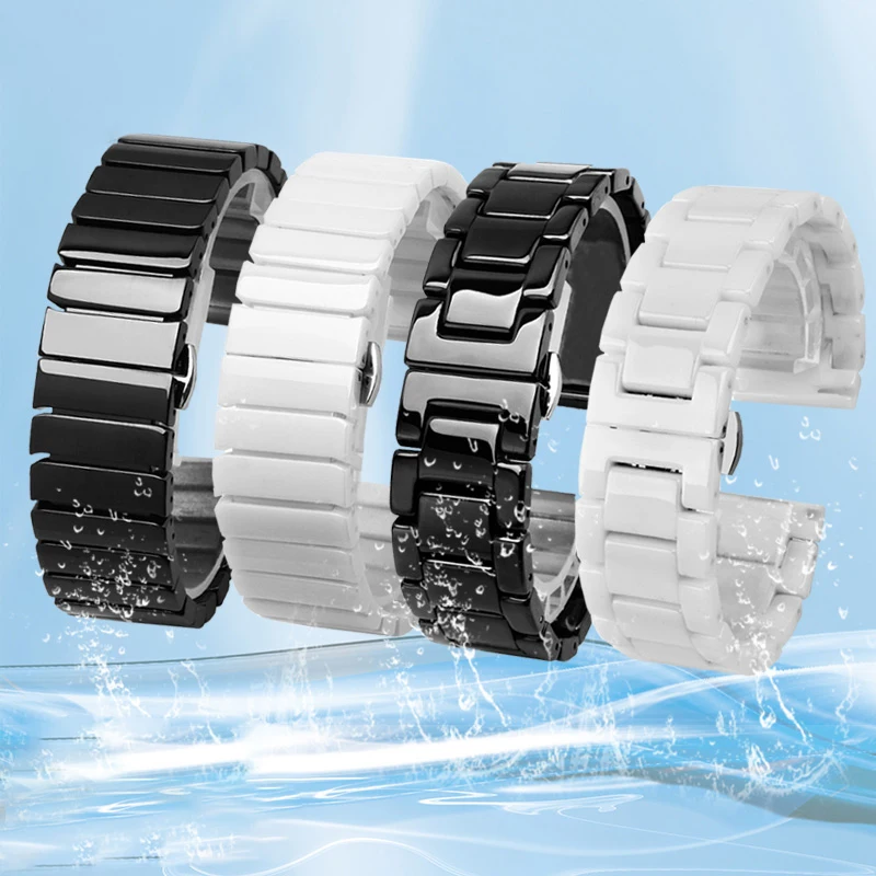 Stainless Steel Watchband Curved Lnterface Butterfly Ceramics Watch ...