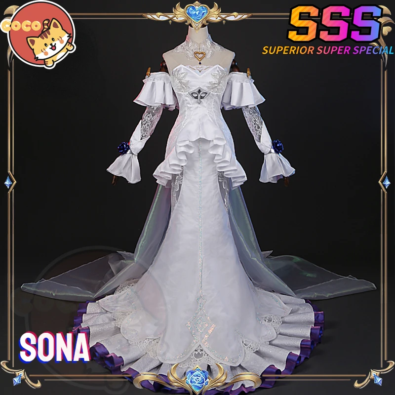CoCos Jogo SSS LOL Cristal Rosa Sona Traje Cosplay LOLs Cosplay MAVEN DAS TIRAS Traje de Sona e ...