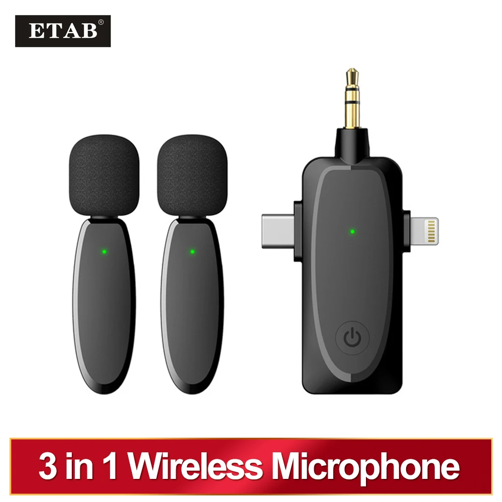 3in1-Lavalier-Wireless-Microphone-Plug-and-Play-120m-Wireless-Smart-Noise-Cancelling-20H ...