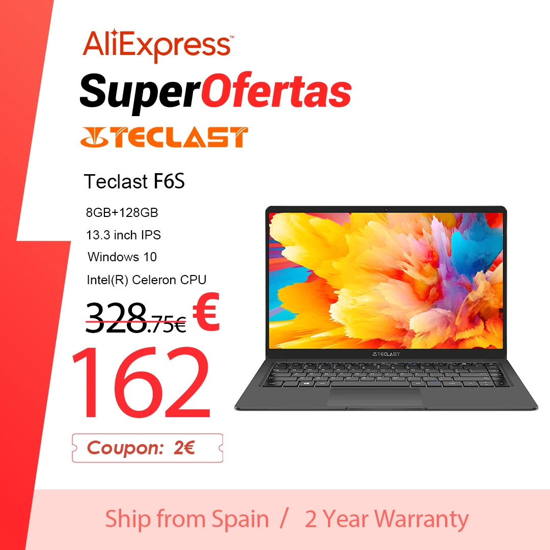 Teclast F6S 13.3 inch FHD 8GB RAM 128GB SSD 1920x1080 IPS Intel Celeron N3350 Windows 10 ...