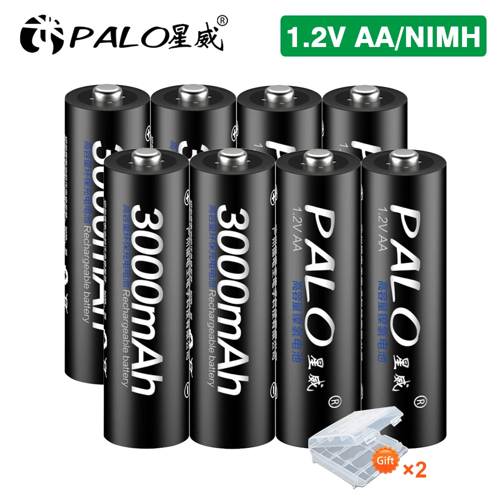 Palo 1.2v Nimh Aa Rechargeable Battery 3000mah Low Self Discharge Hr6 Aa Ni-mh Batteries Aa Cell ...