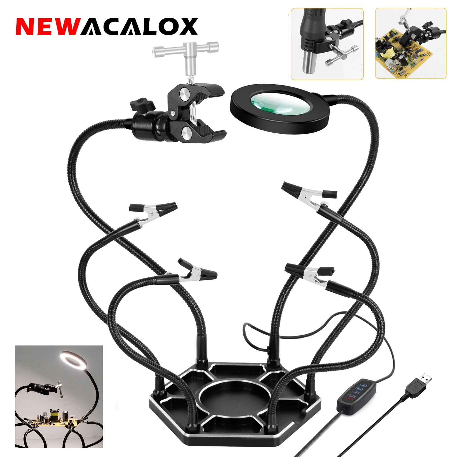 NEWACALOX-Soldering-Third-Hand-Tool-Hot-Air-Gun-Stand-with-Welding-Tip ...