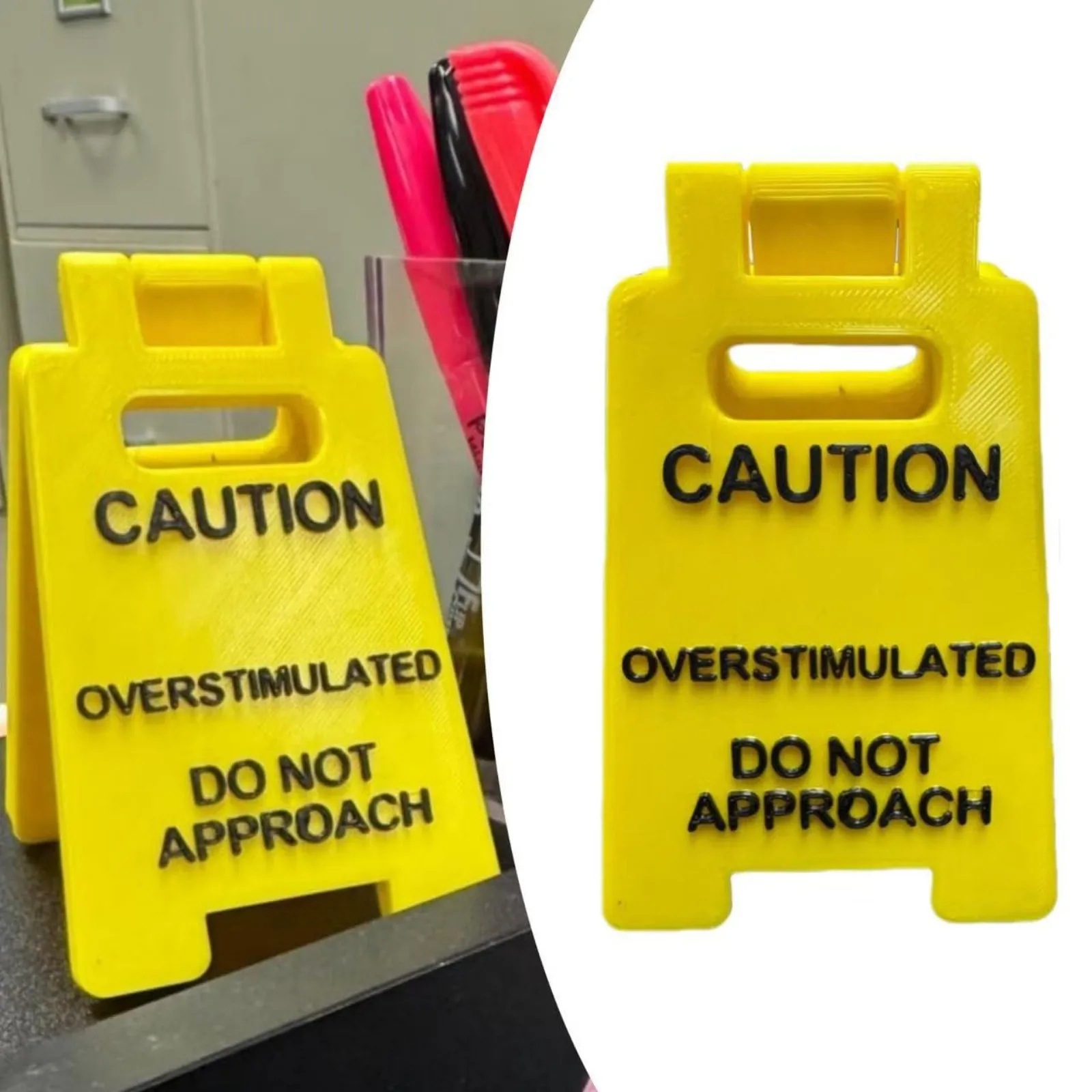 Caution Desk Sign Caution Overstimulated , Funny Do Not Approach Office ...
