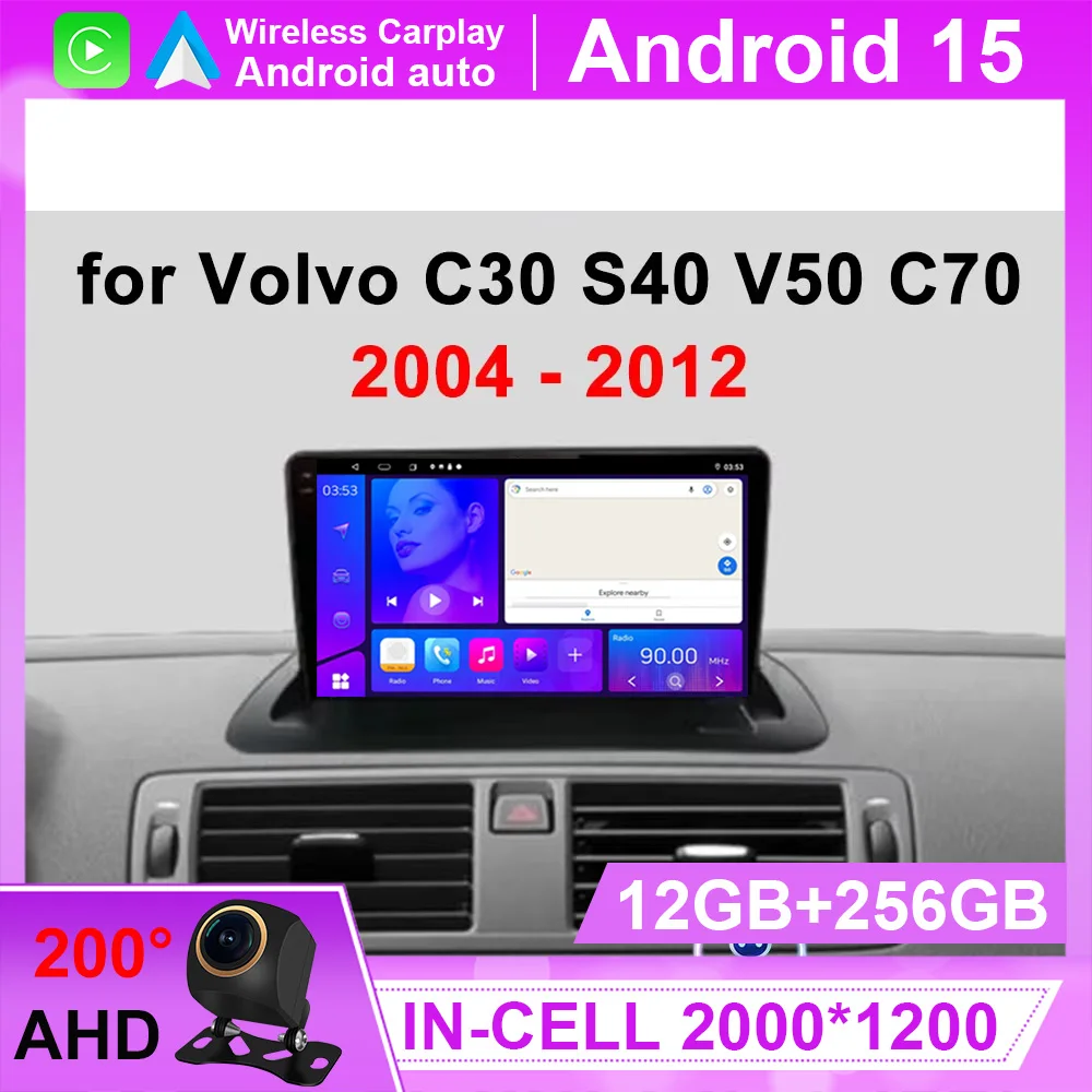 Android 15 For VOLVO C30 S40 V50 C70 2006 - 2012 Stereo Carplay Auto ...