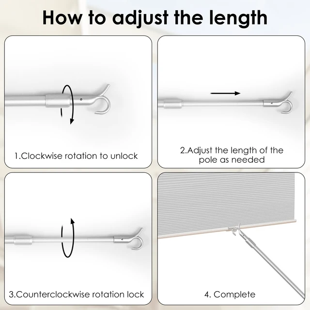 Window Opener Pole Adjustable Telescopic Window Pole With Hook - 13 To ...
