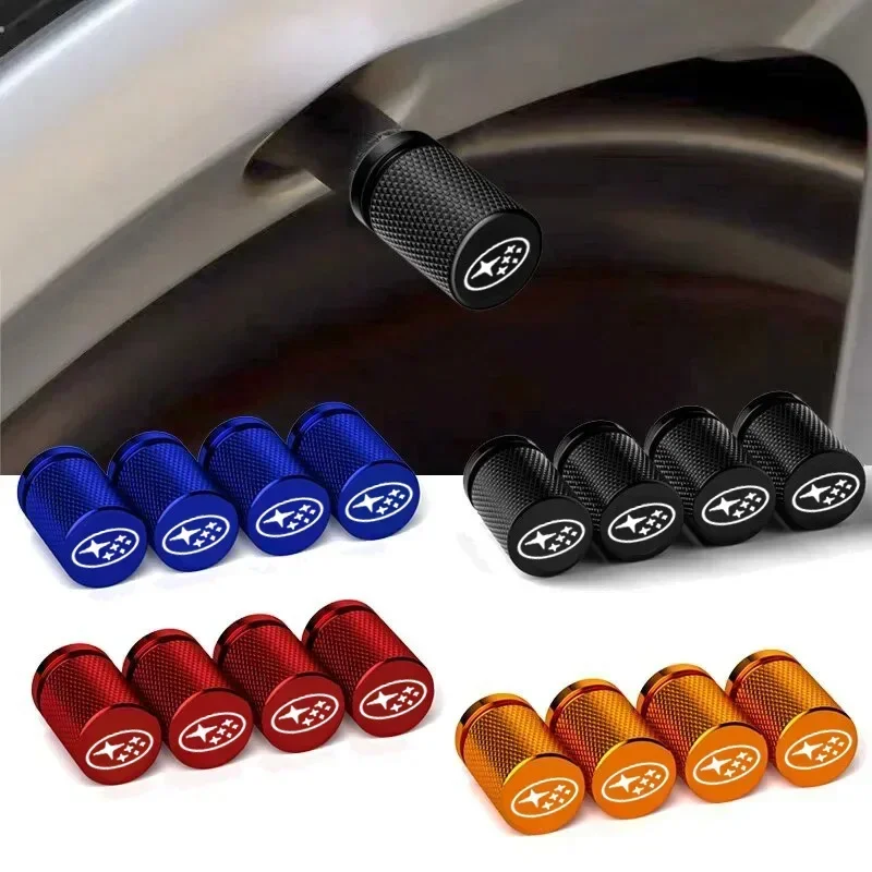 4Pcs Car Logo Wheel Tire Valve Caps Protection Alloy Covers for Subaru ...