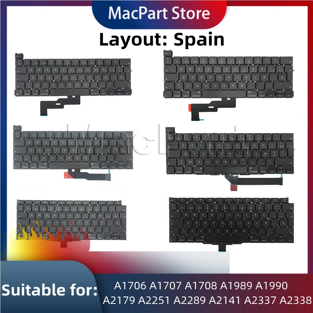 Original NEW A1708 Keyboard ES for Macbook Pro 13 " A1706 A1707 A1989 ...