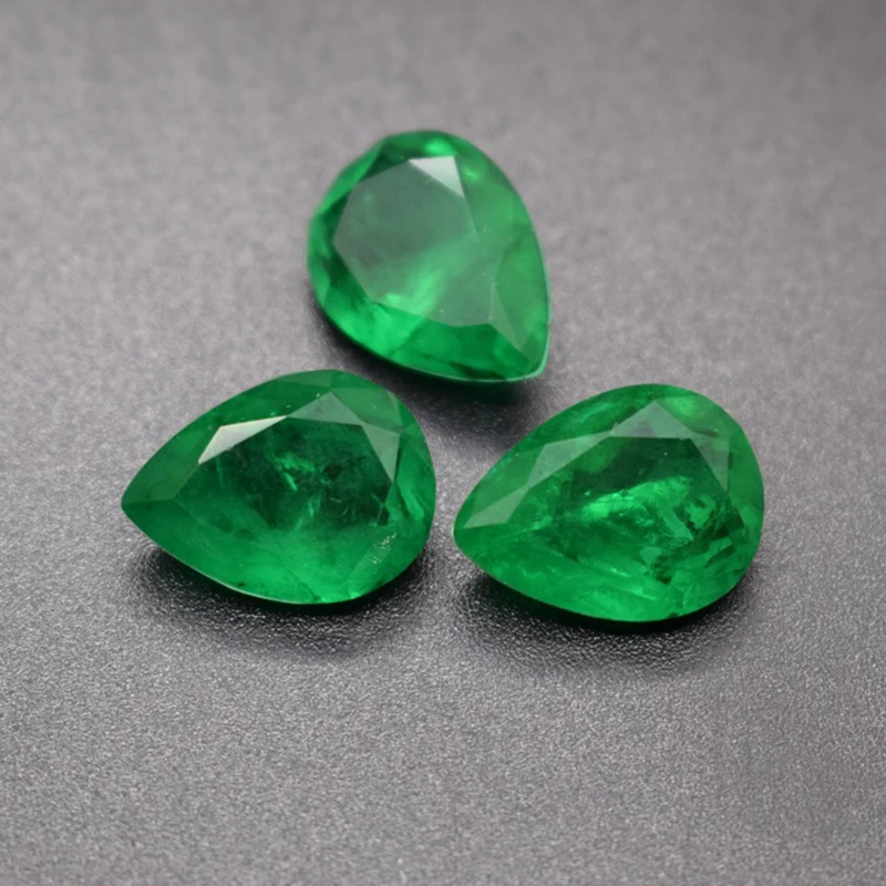 Synthetic Colombian Emeralds Pear Faceted Cut Loose Gemstone Have Same ...