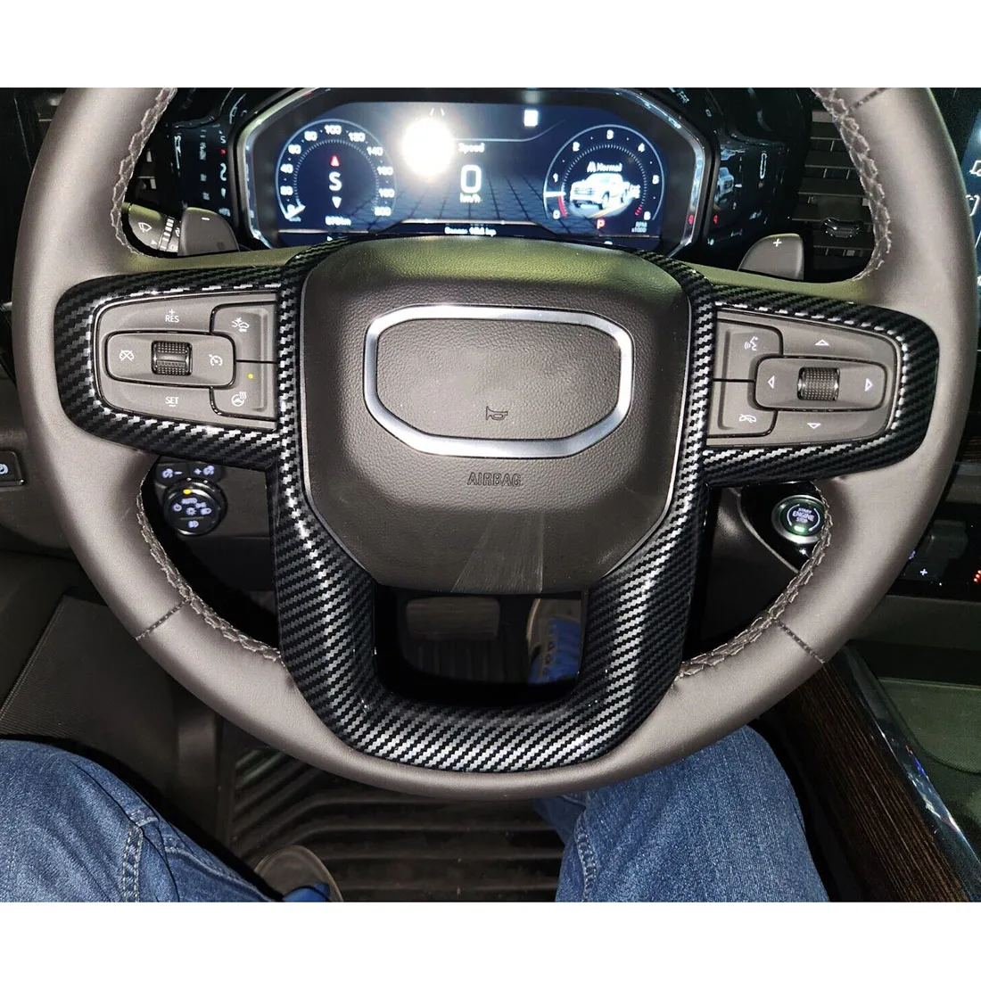 Carbon Fiber Color Steering Wheel Cover Trim Fit for GMC Sierra 1500 ...