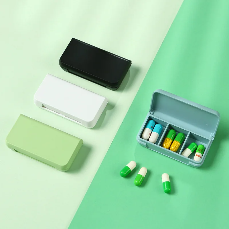 Mini Portable Pills Organizer Case 3 Grids PillBox Tablet Storage ...
