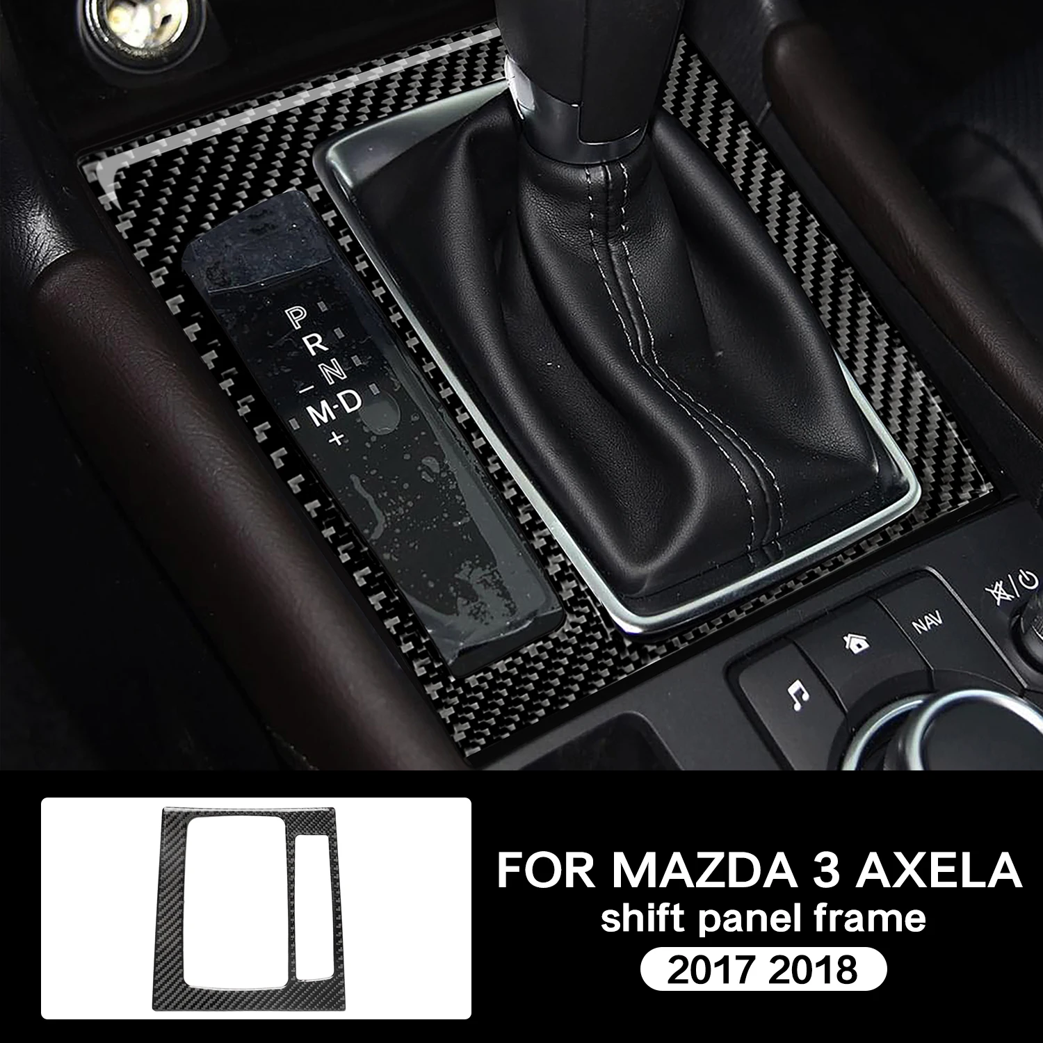 Carbon-Fiber-Car-Console-Gear-Shift-Panel-Frame-Cover-Moulding-Trim-For ...