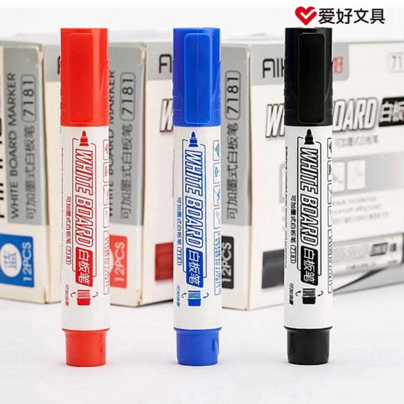 3 Assorted Color Black Blue Red Dry Wipe Pens Whiteboard Markers Dry ...