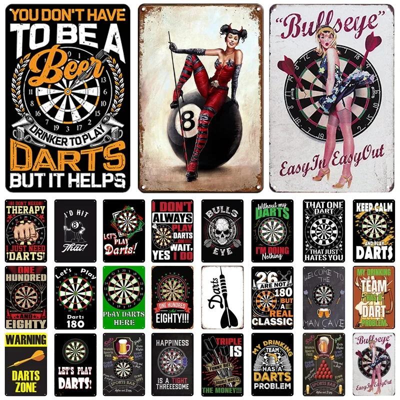 Dart-Board-Play-Darts-Game-Vintage-Tin-Sign-Wall-Art-Hanging-Metal ...
