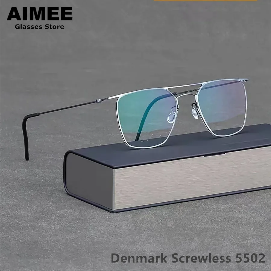 Denmark-Brand-Screwless-Titanium-Glasses-Frame-Men-Double-Beam-Square ...