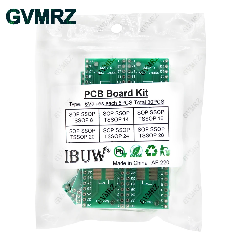 30PCS 6Values SOP SSOP TSSOP PCB Adapter Board Kit for SOP8/14/16/20/24 ...