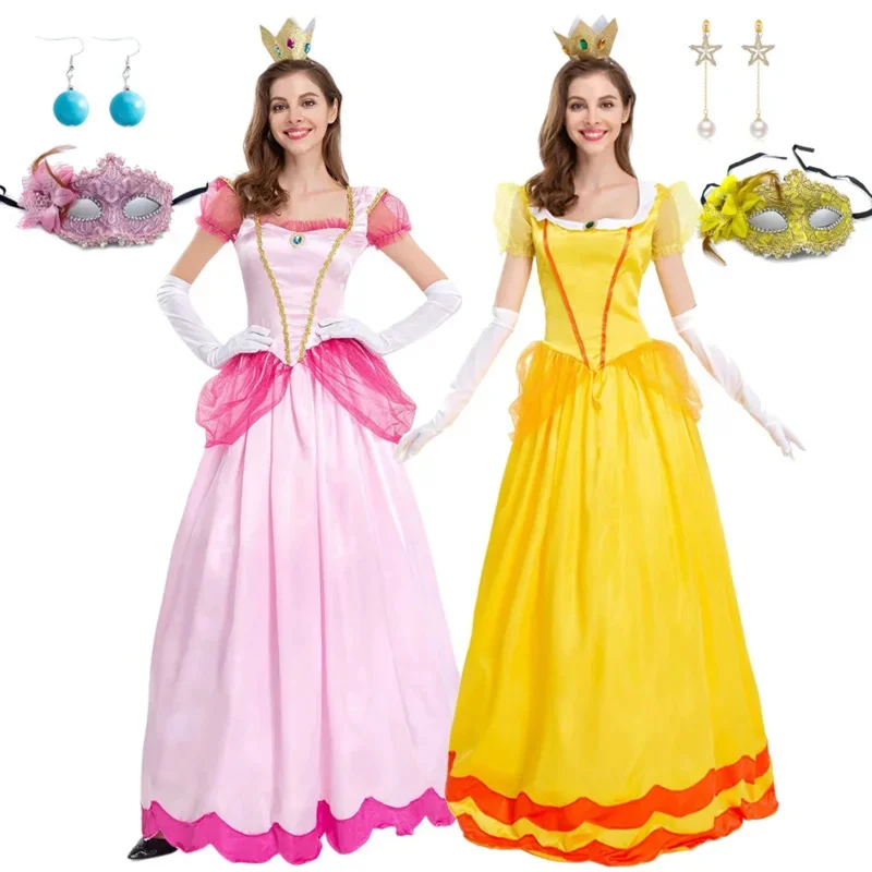 Princess-Peach-Adult-Cosplay-Costume-Girls-Fancy-Dress-Mother-Daugter ...