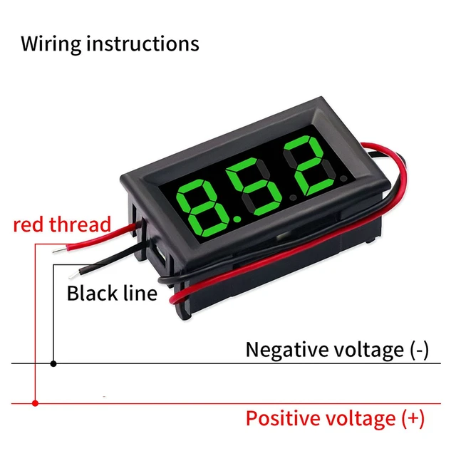 3 Wire Voltage Tester Panel Mount Digital LED DC Voltmeter Panel Meter ...