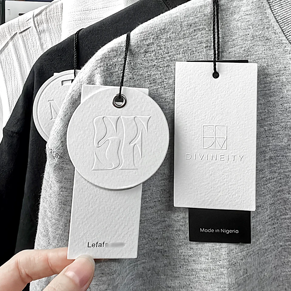 Custom-Embossed-LOGO-White-Card-Clothing-Hangtag-Printed-Specialty ...