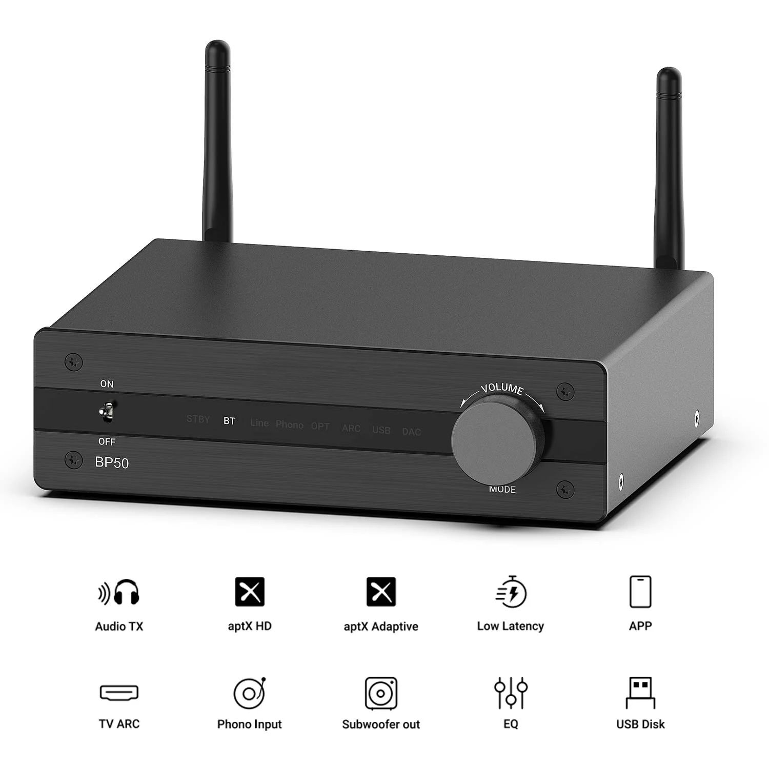 BP50 With ESS ES9023P DAC Home Audio Blue-tooth Preamplifier Receiver