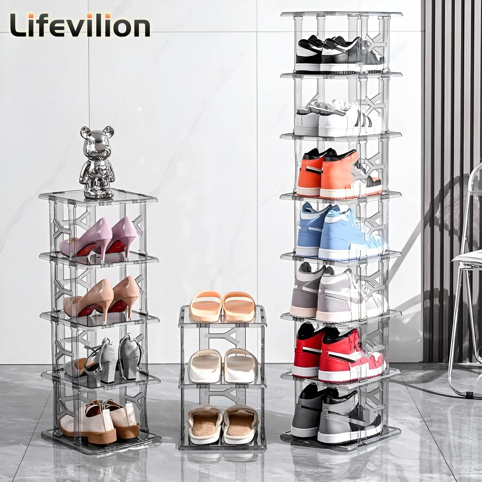 Simple-Shoe-Rack-Stackable-Shoe-Shelf-Clear-Plastic-Foldable-Household ...