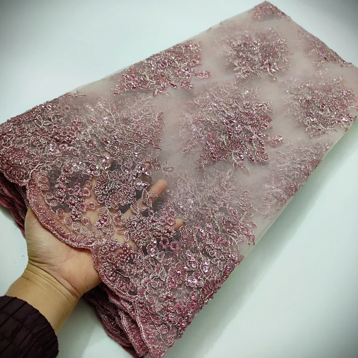 Pink-African-Lace-Fabric-2024-High-Quality-Sequins-Nigerian-Lace-Fabric ...