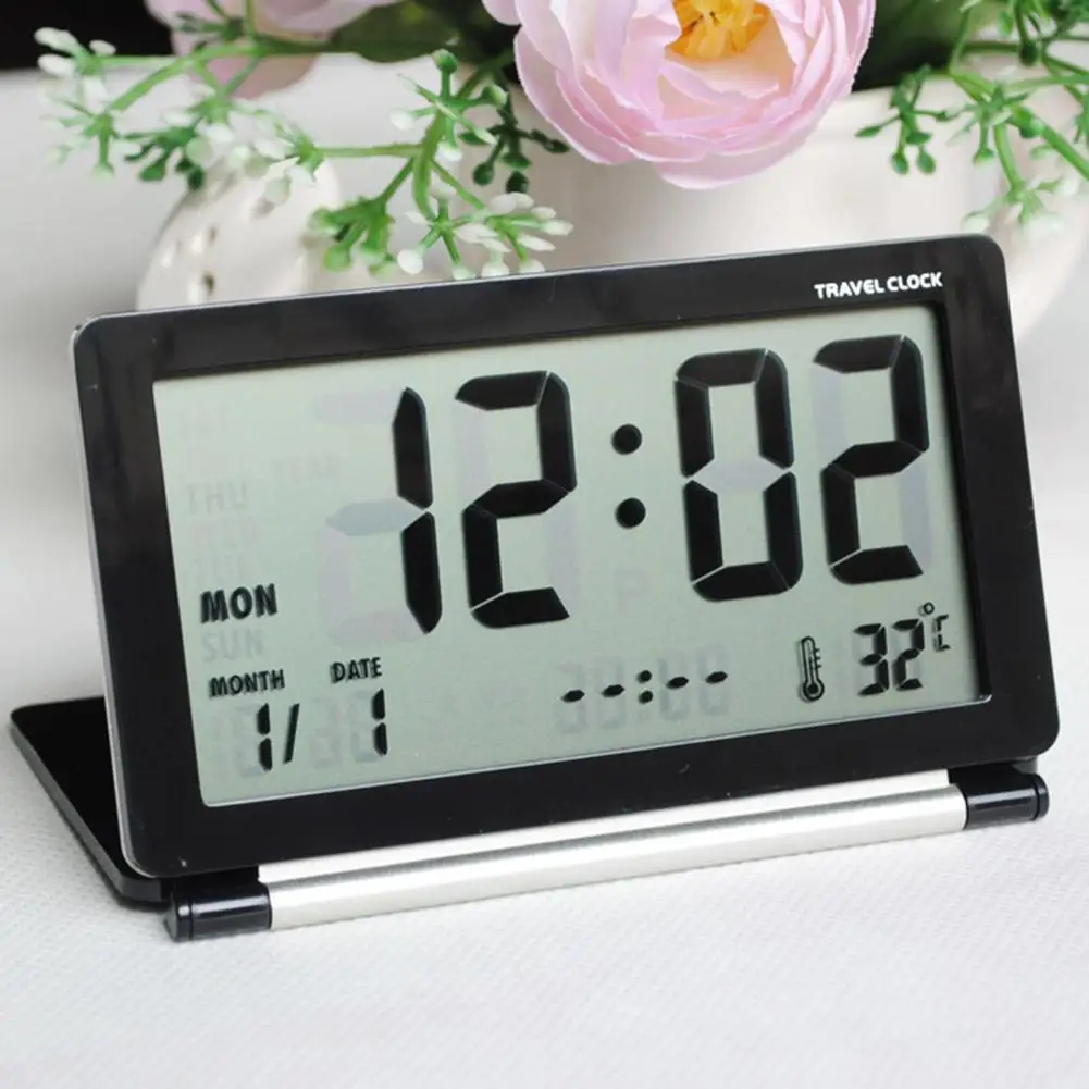 Folding-LED-Digital-Travel-Clock-Thermometer-Humidity-Meter-Alarm-Clock ...