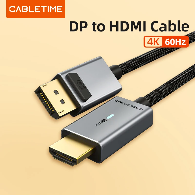 CABLETIME-NEW-DisplayPort-To-HDMI-4K-60HZ-Cable-hdmi-cable-DP-to-HDMI ...
