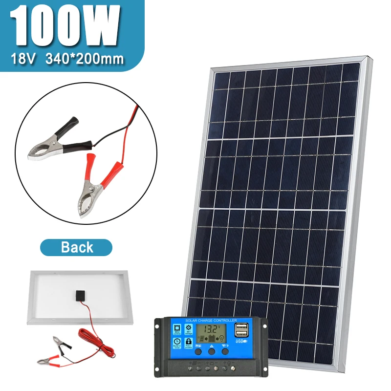 100W Solar Panel Aluminum Frame Polycrystalline Silicon Outdoor Cell ...