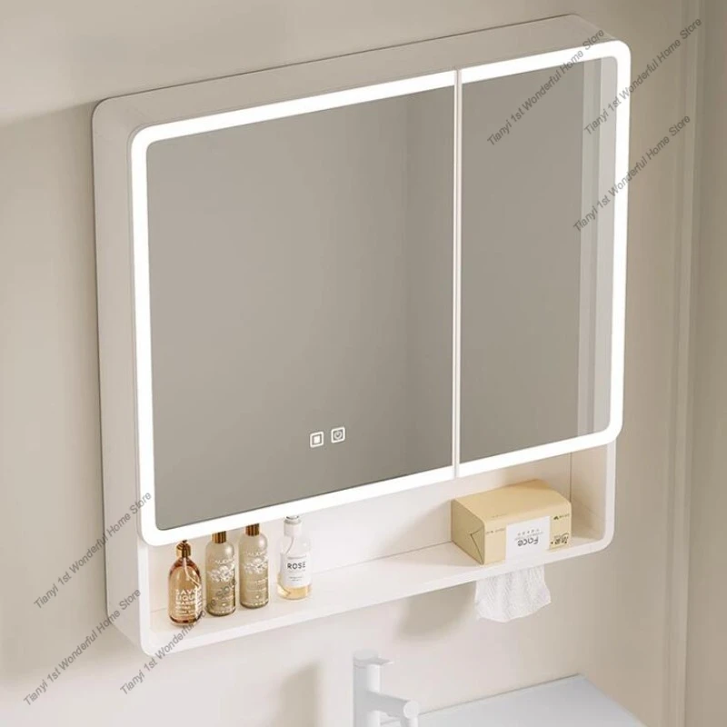 Modern-Simple-Smart-Bathroom-Mirror-Cabinet-Rounded-Corner-Space ...