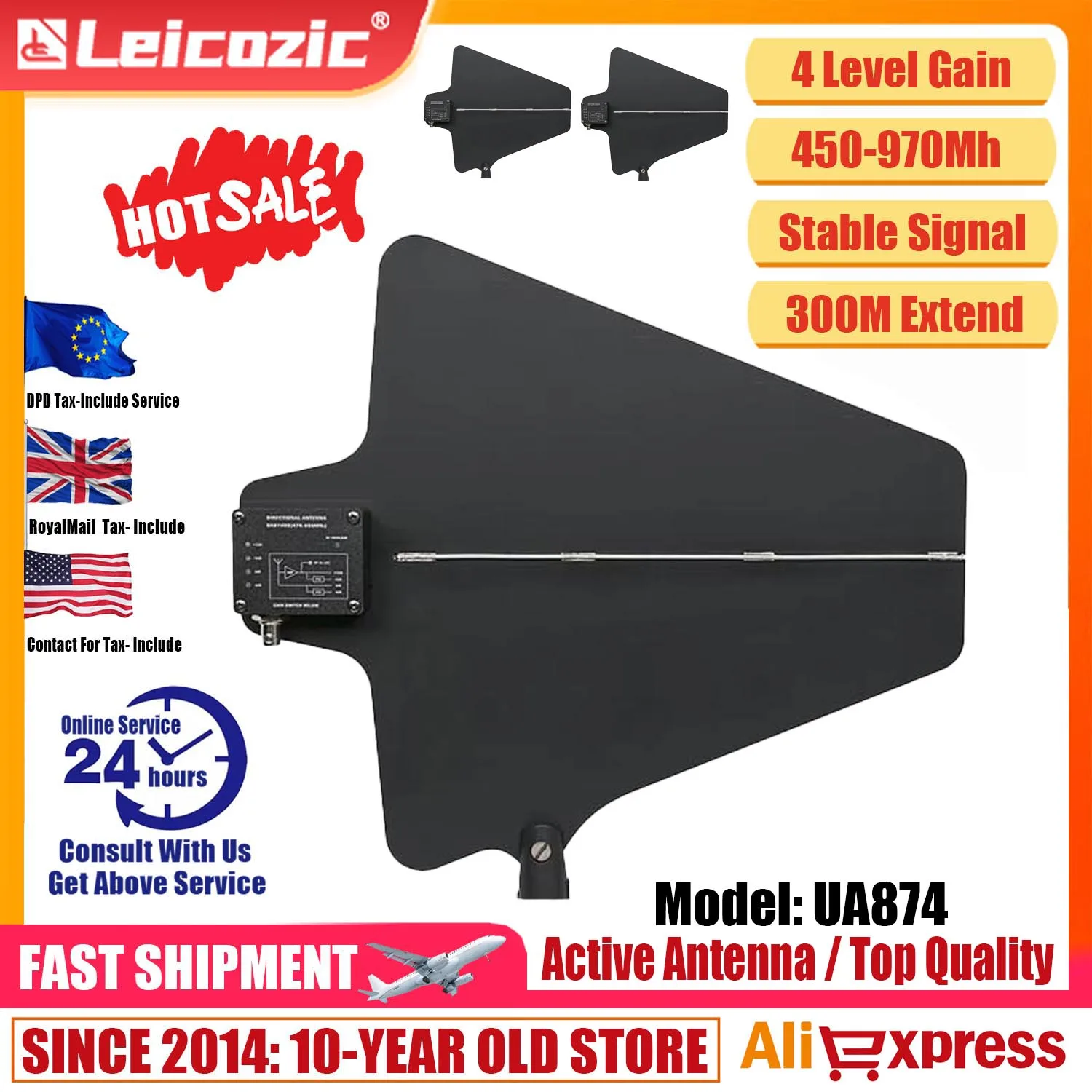 Leicozic UA874 Kit de dos antenas direccionales activas y sistema ...