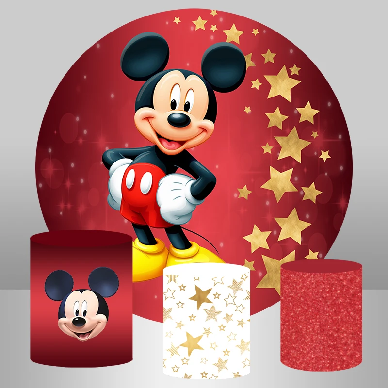 Red-Mickey-Mouse-Round-Circle-Background-for-Photography-Boys-Cartoon ...