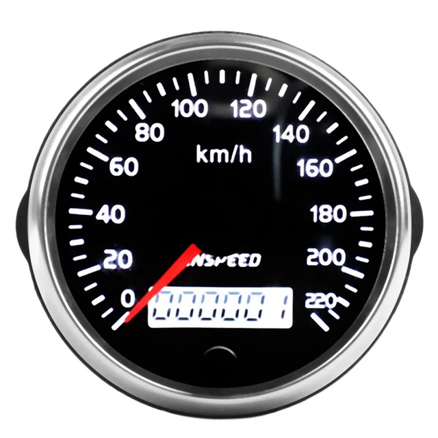 CNSPEED Universal GPS Speedometer 12V/24V Odometer 85mm 220Km/H for Car Motorcycle LCD Tachometer