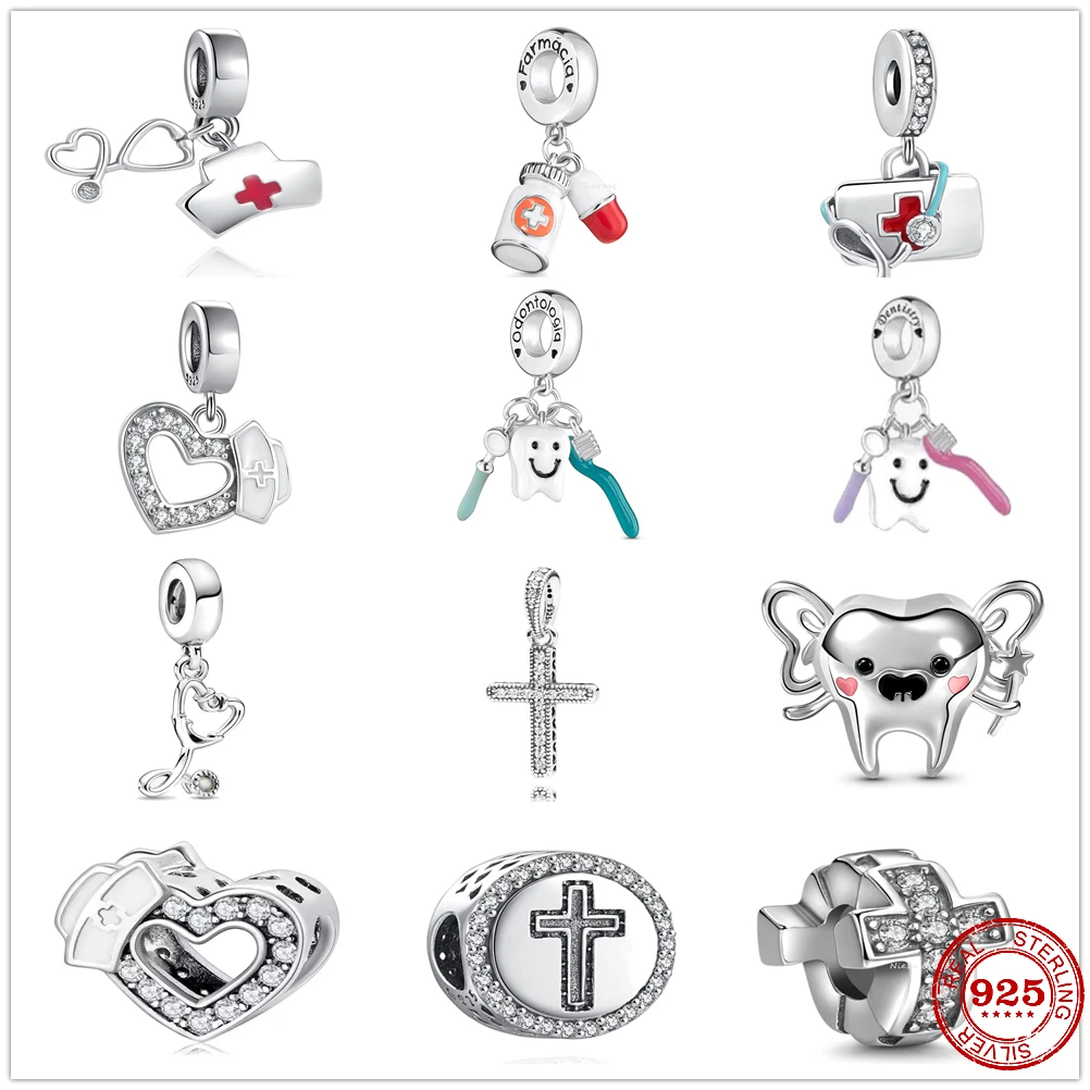 DIY-Tooth-Cross-Kit-M-dico-para-Mulheres-925-Charme-de-Prata-Fit-para ...