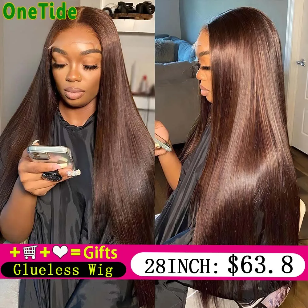 Dark-Brown-Wigs-13x4-Transparent-Lace-Frontal-Wig-Chocolate-Human-Hair ...