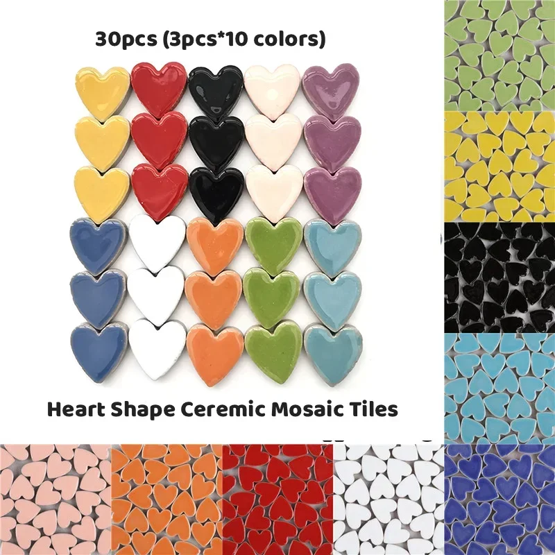 30pcs-3pcs-10colors-Porcelain-Heart-Shape-Mosaic-Tile-120g-DIY-Craft ...