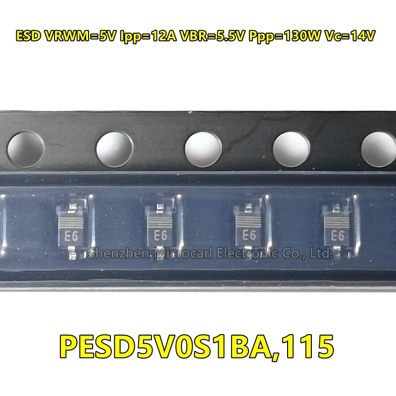 100Pcs New Original Pesd5V0S1Ba,115 Sod-323 Marking E6 Tvs Diode ...