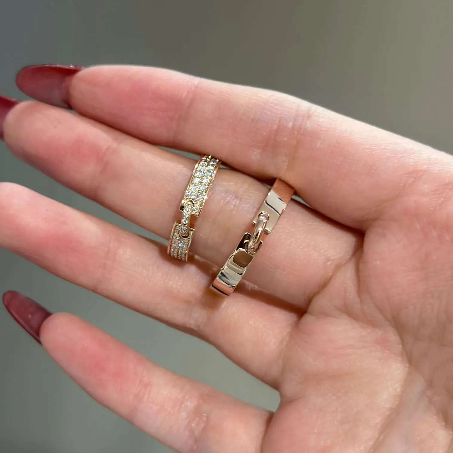 High-quality-double-pointed-ring-glossy-full-of-diamond-rose-gold-full ...