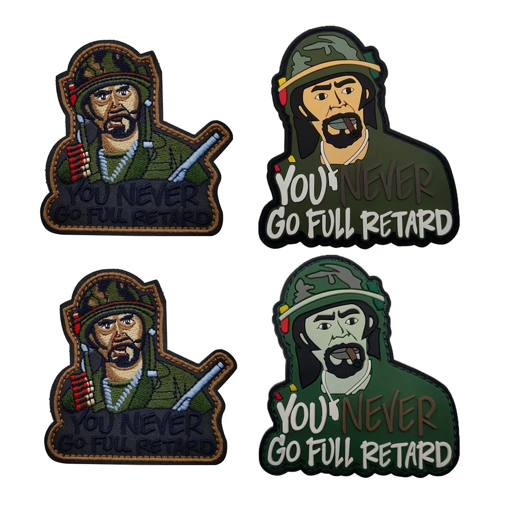 YOU-NEVER-GO-FULL-RETARD-Knight-Soldier-Embroidery-PVC-Rubber-Fighter ...