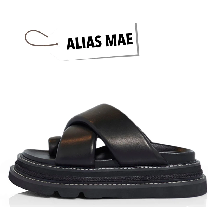 ALIAS MAE 2024 Summer Classic Leather Cross with Round Head Flat Bottom ...