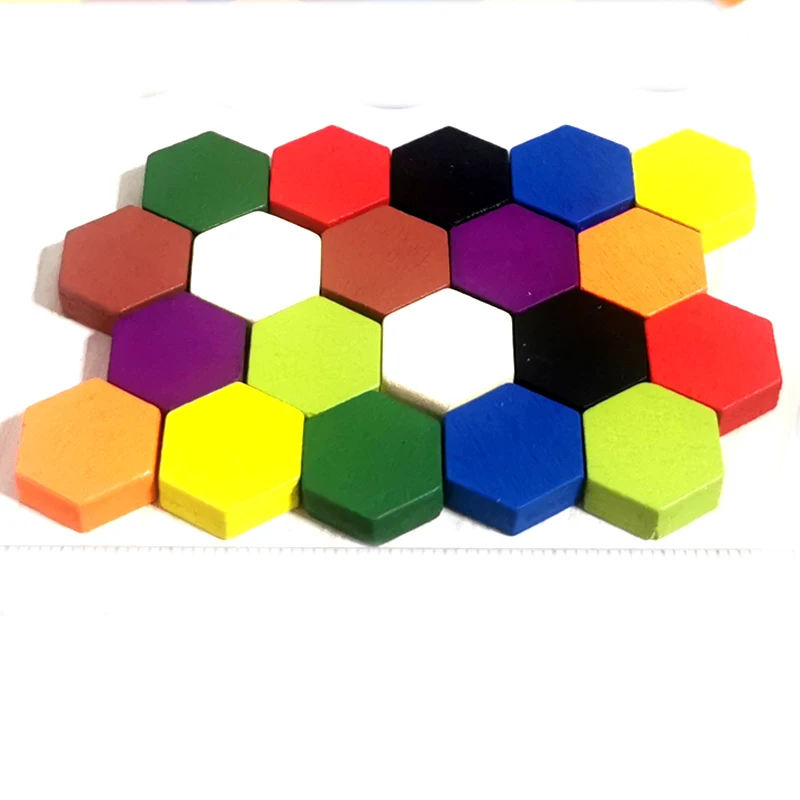50 Pieces Wooden Hexagonal Prism token component Game Markers Chess ...